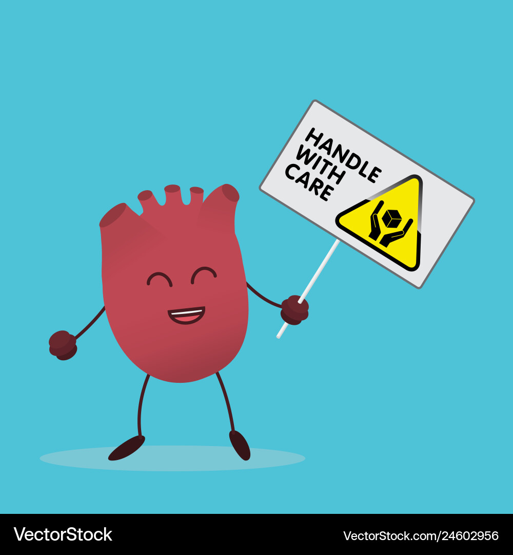 Cartoon heart character with label Royalty Free Vector Image