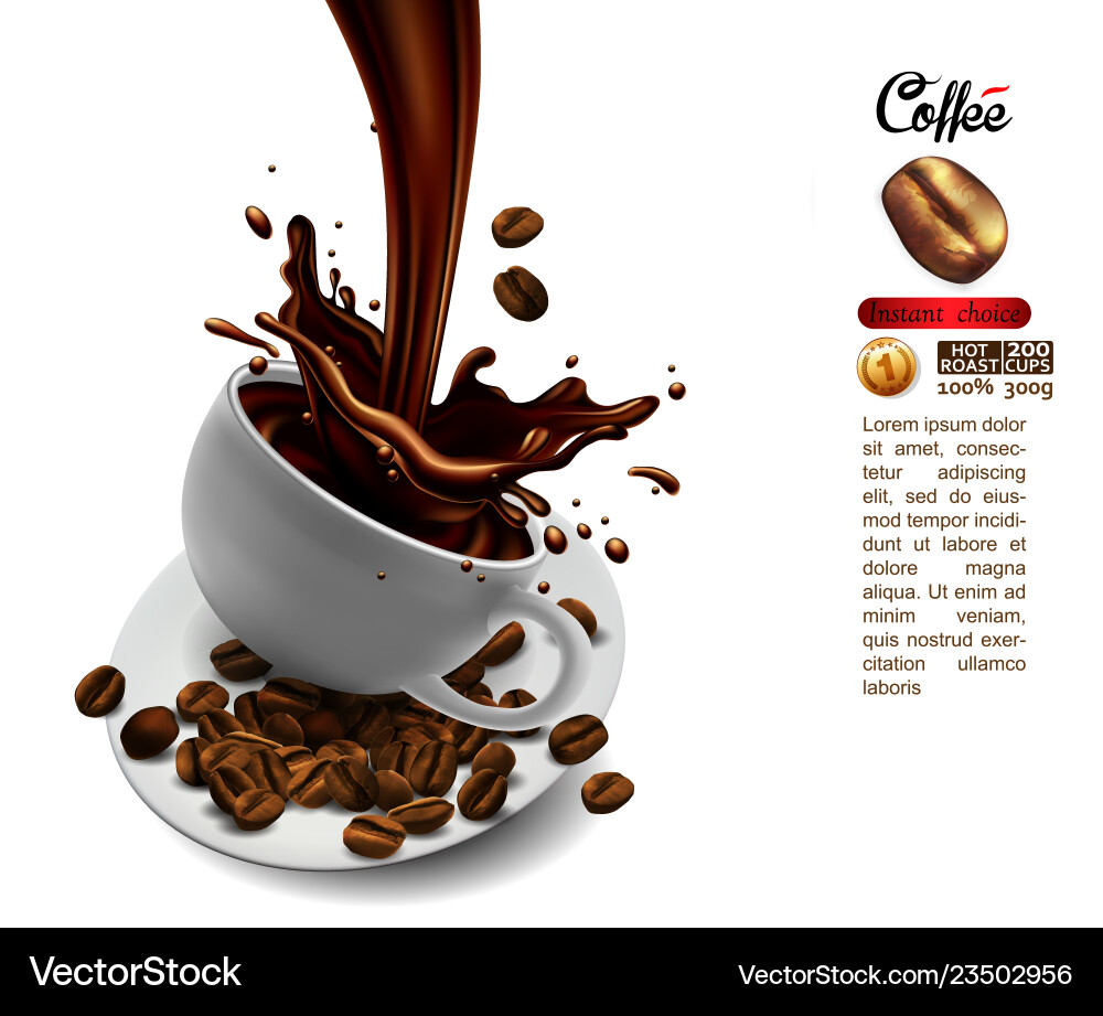 Coffee advertising design with cup coffee and Vector Image