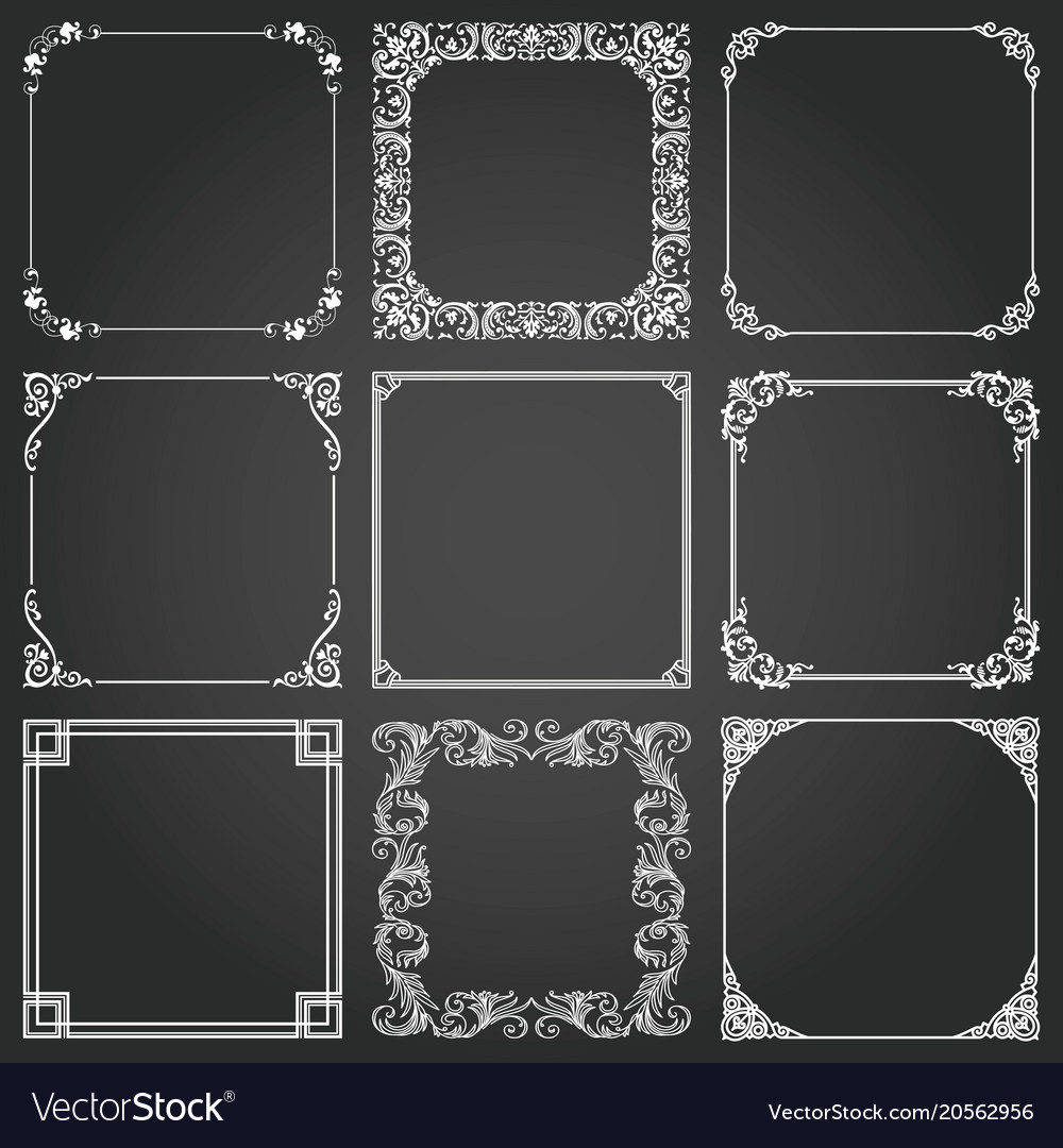 Decorative frames and borders square set 2 Vector Image