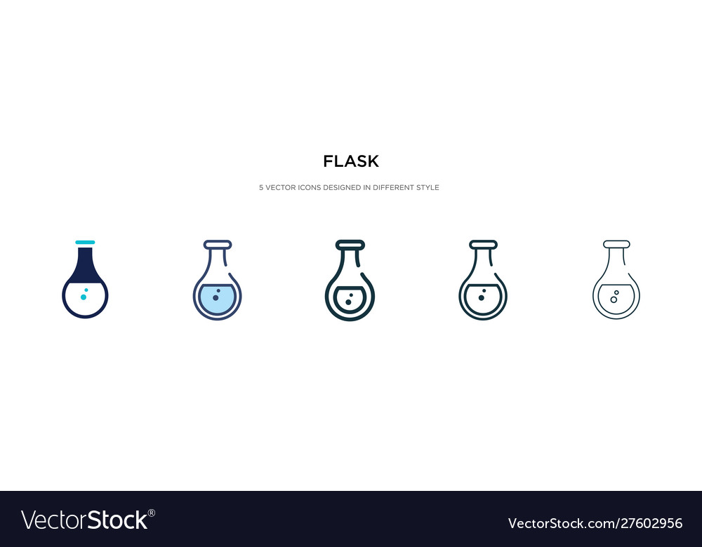 Flask icon in different style two colored Vector Image