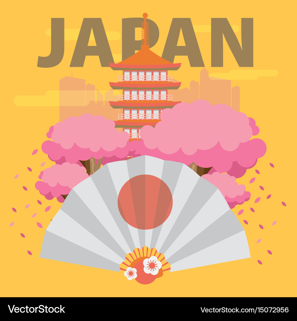 Flat design landscape of japan Royalty Free Vector Image