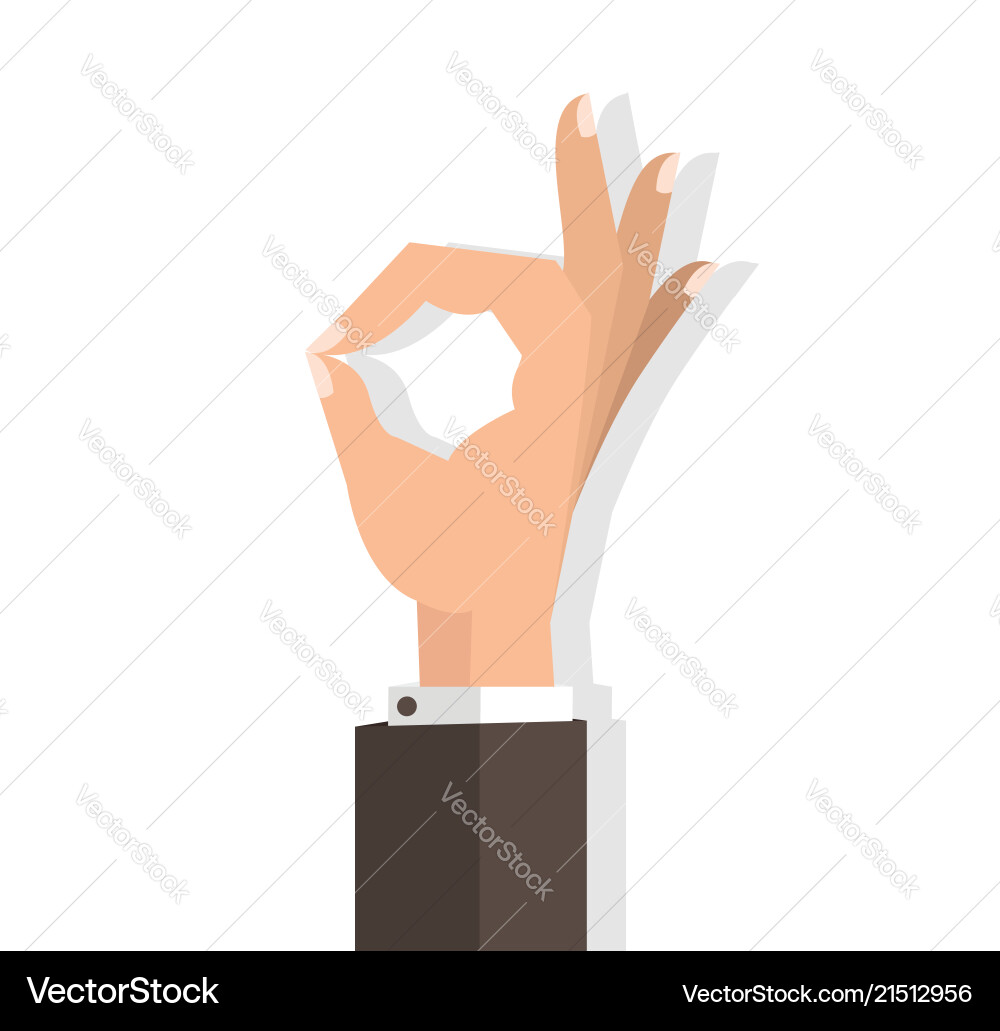 Hand business sign ok Royalty Free Vector Image