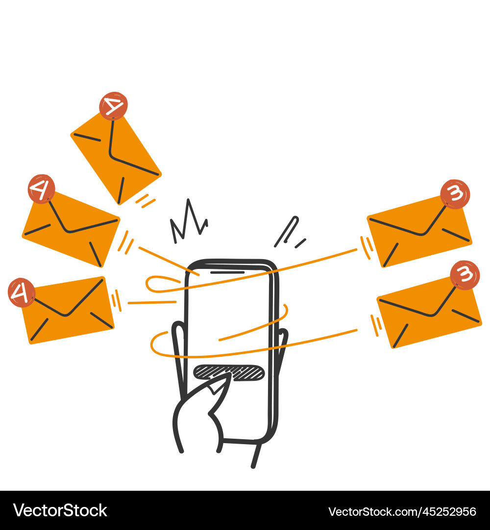 Hand drawn doodle mobile phone sends a lot Vector Image
