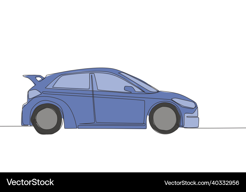 One line drawing of small modern hatchback car Vector Image