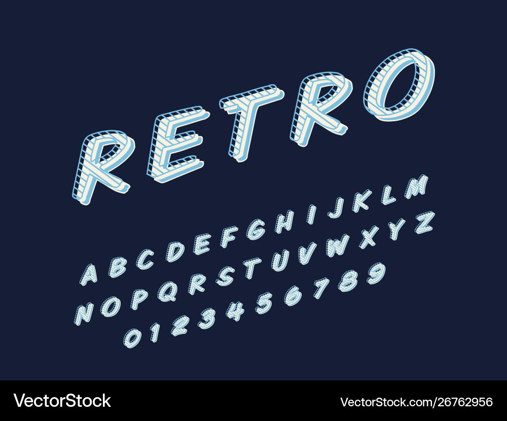 Retro font and alphabet stock Royalty Free Vector Image