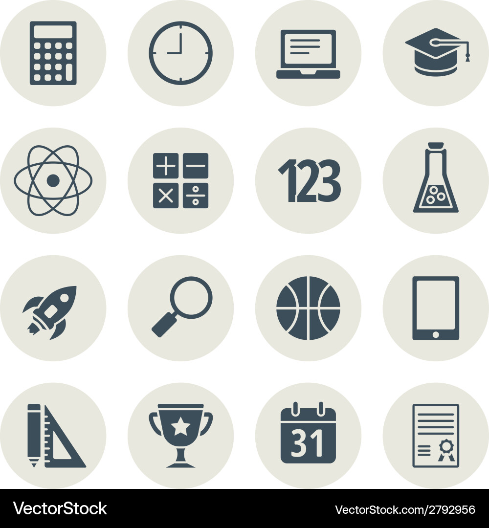 School and education flat design icons set Vector Image