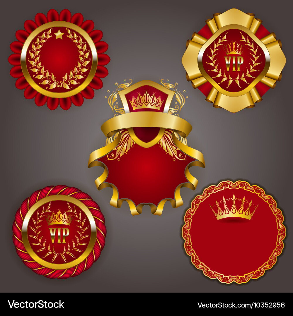 Set of gold vip Royalty Free Vector Image - VectorStock