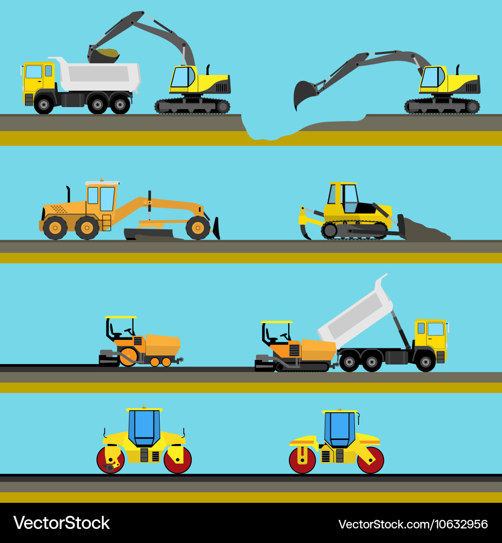 Set of seamless horizontal road construction Vector Image
