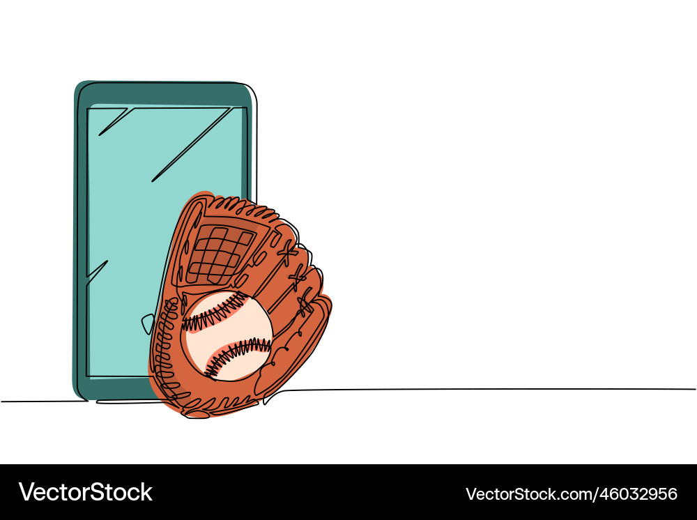 Single one line drawing baseball leather glove Vector Image