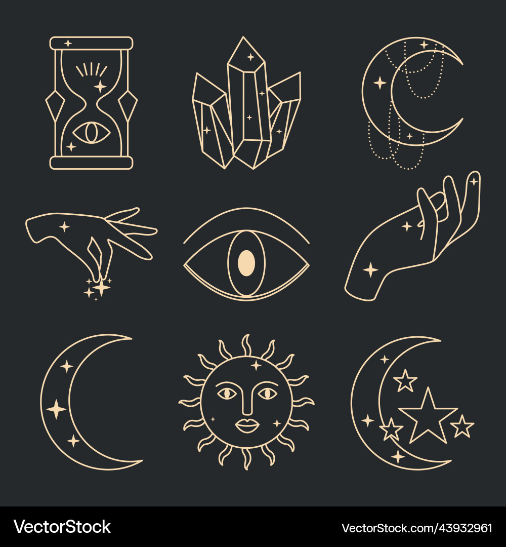 Astrology symbols icon collection Royalty Free Vector Image