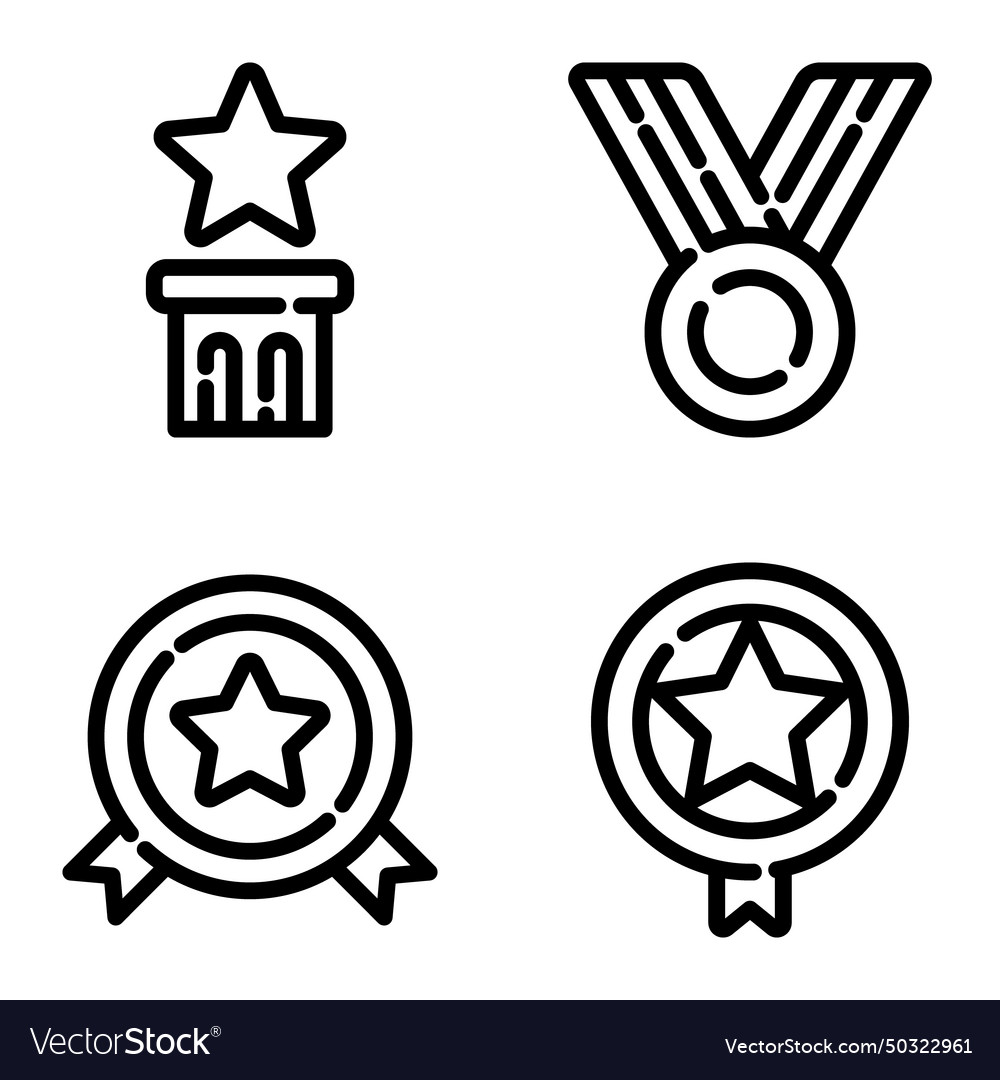 Awards and trophy flat icon set isolated on white Vector Image Awards and trophy flat icon set isolated on white Vector Image
