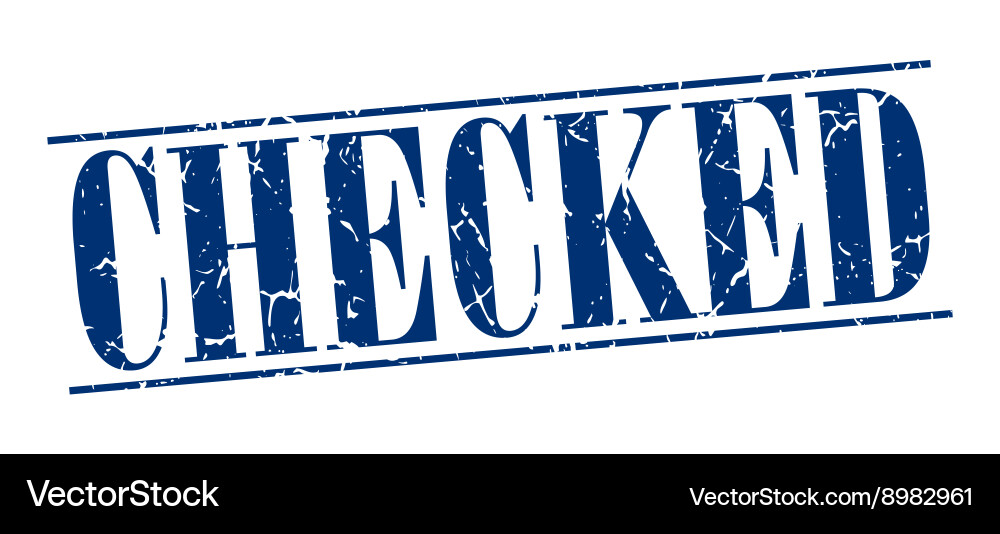 Checked blue grunge vintage stamp isolated Vector Image