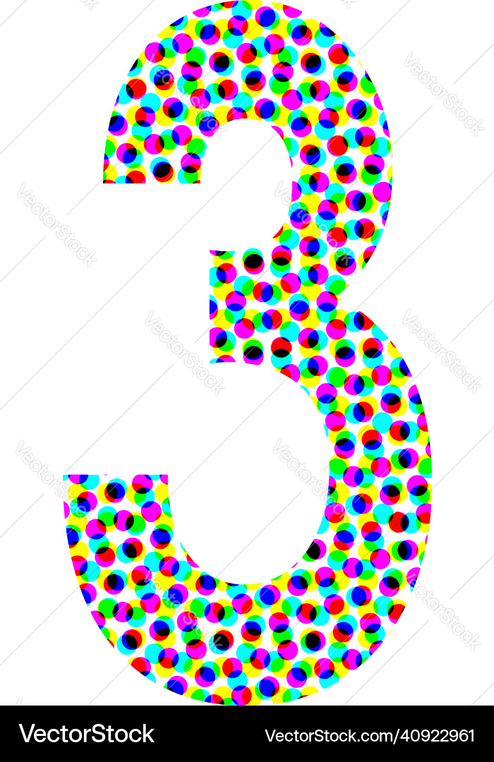 Colorful halftone font design number 3 Royalty Free Vector