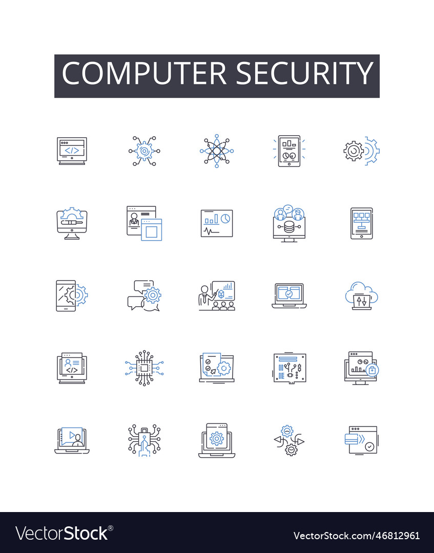 Computer security line icons collection data Vector Image