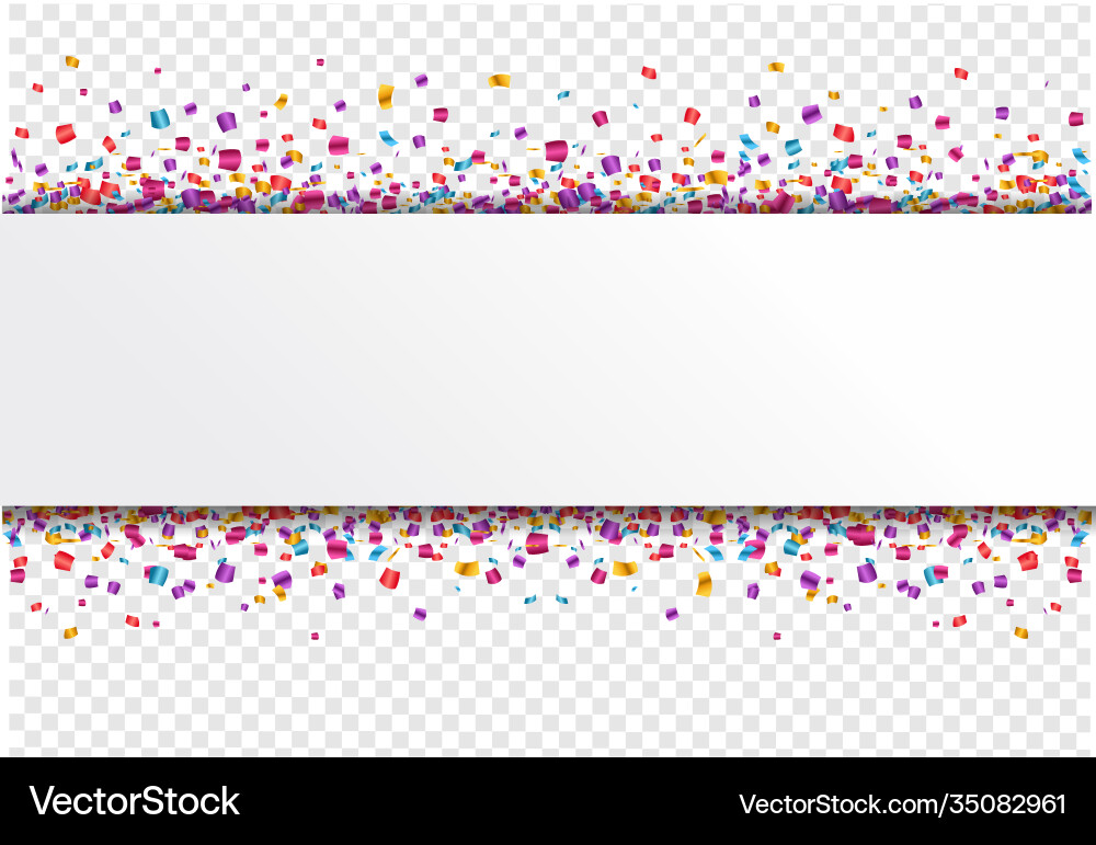 Confetti with white paper banner isolated Vector Image
