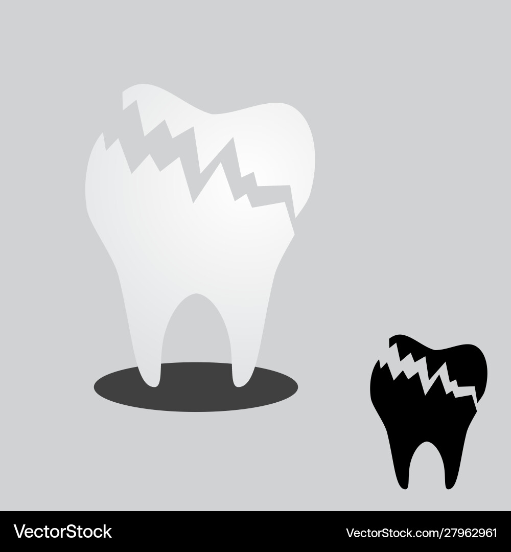 Cracked tooth flat icon for dental care Royalty Free Vector