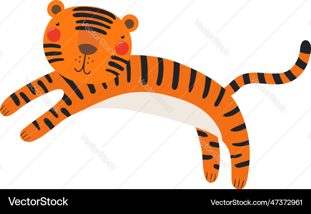 Cute funny tiger cartoon character Royalty Free Vector Image