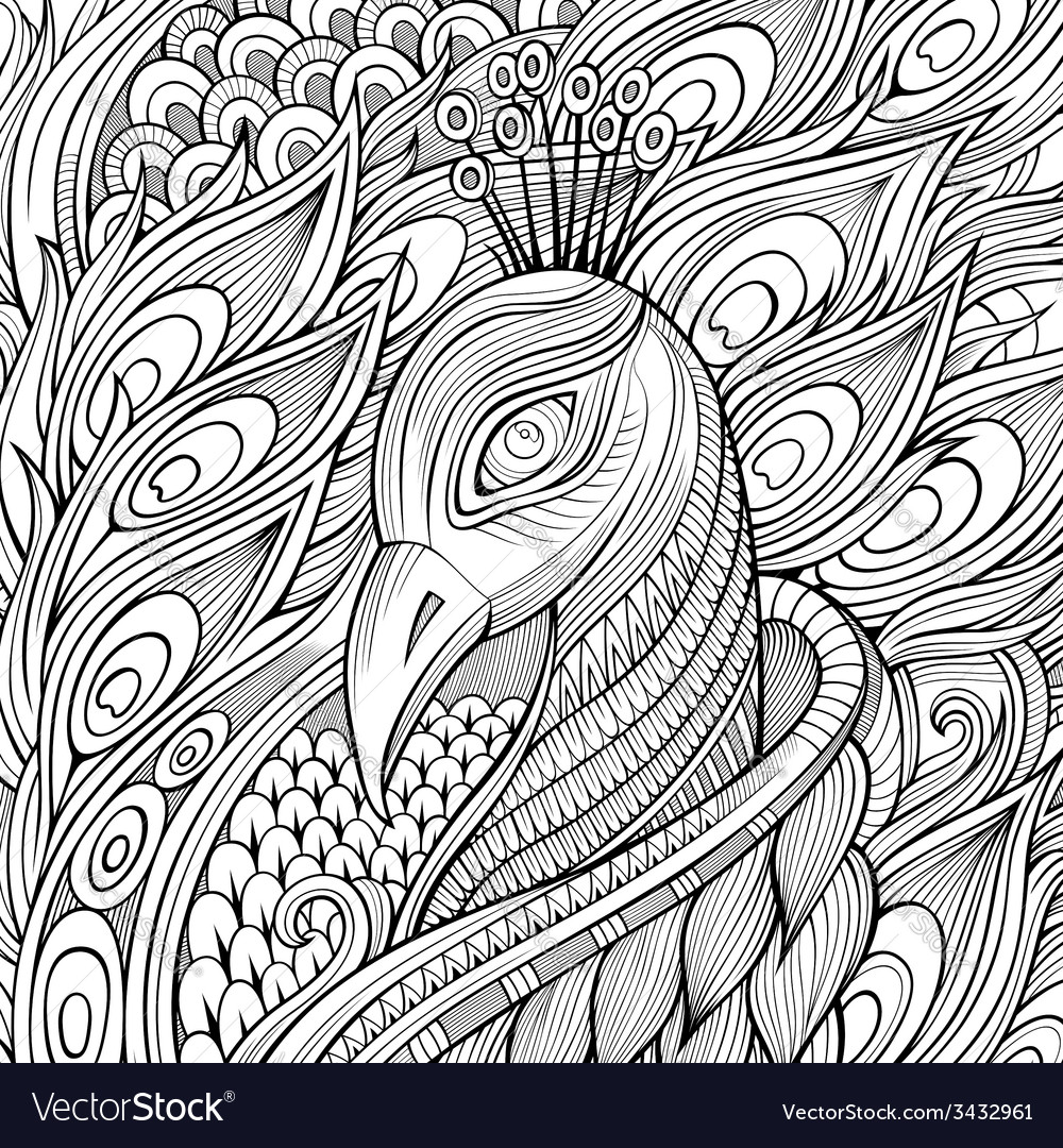Decorative Ornamental Peacock Background Vector Image