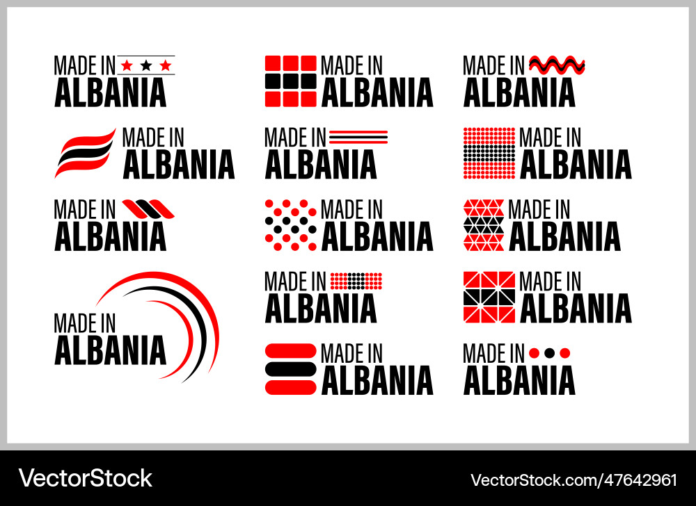 Made in albania graphic and label set Royalty Free Vector