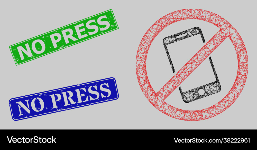 Scratched no press seals and net smartphone Vector Image