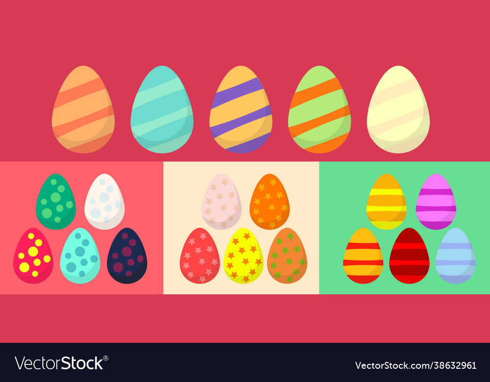 Set happy easter eggs Royalty Free Vector Image