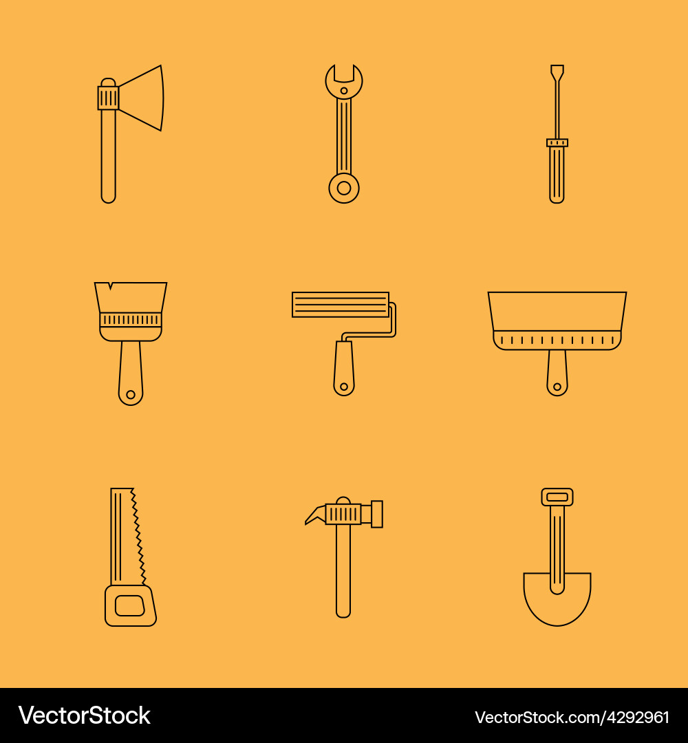 Set of work tools line icons symbols Royalty Free Vector
