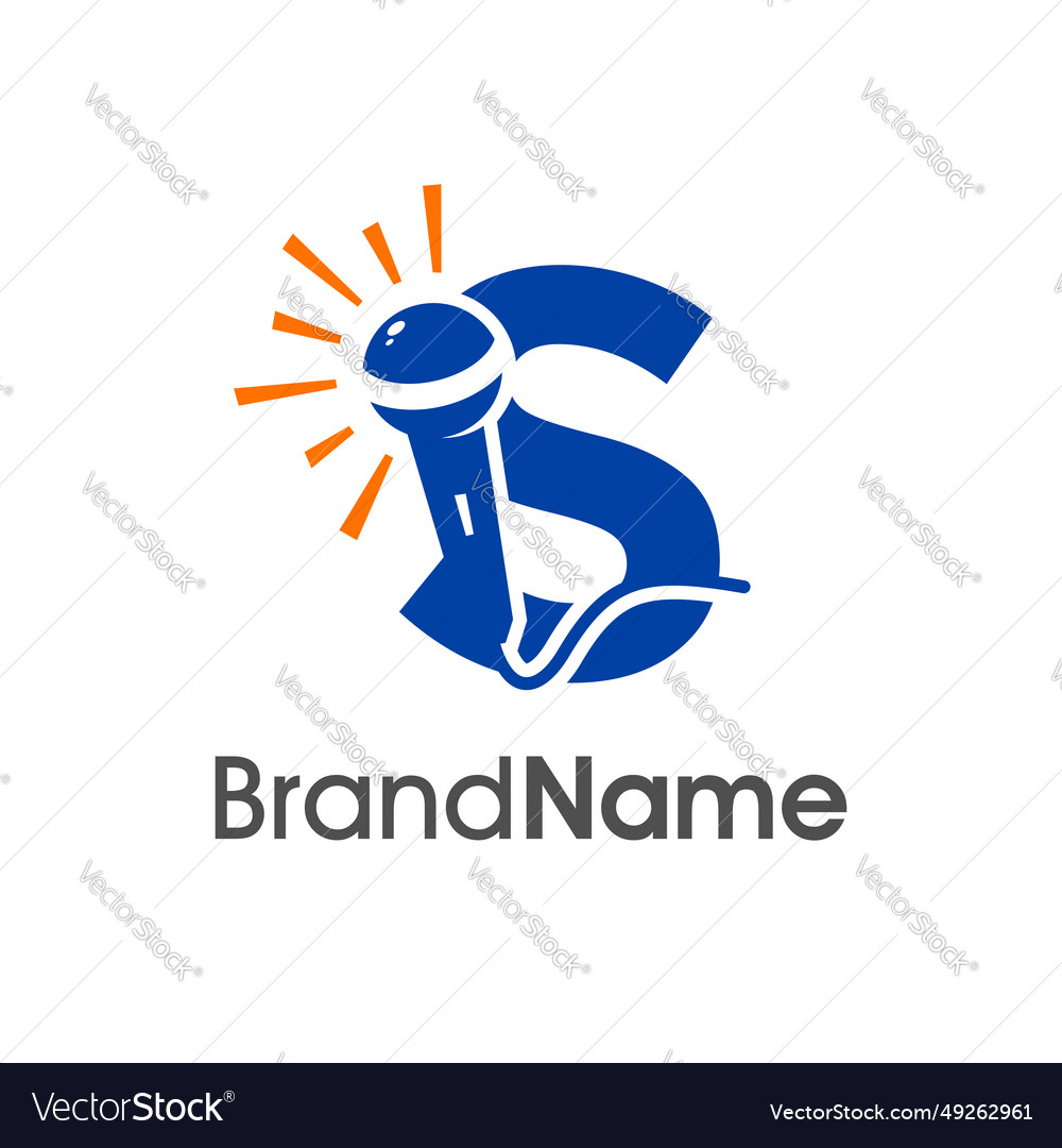 Simple initial s microphone logo Royalty Free Vector Image