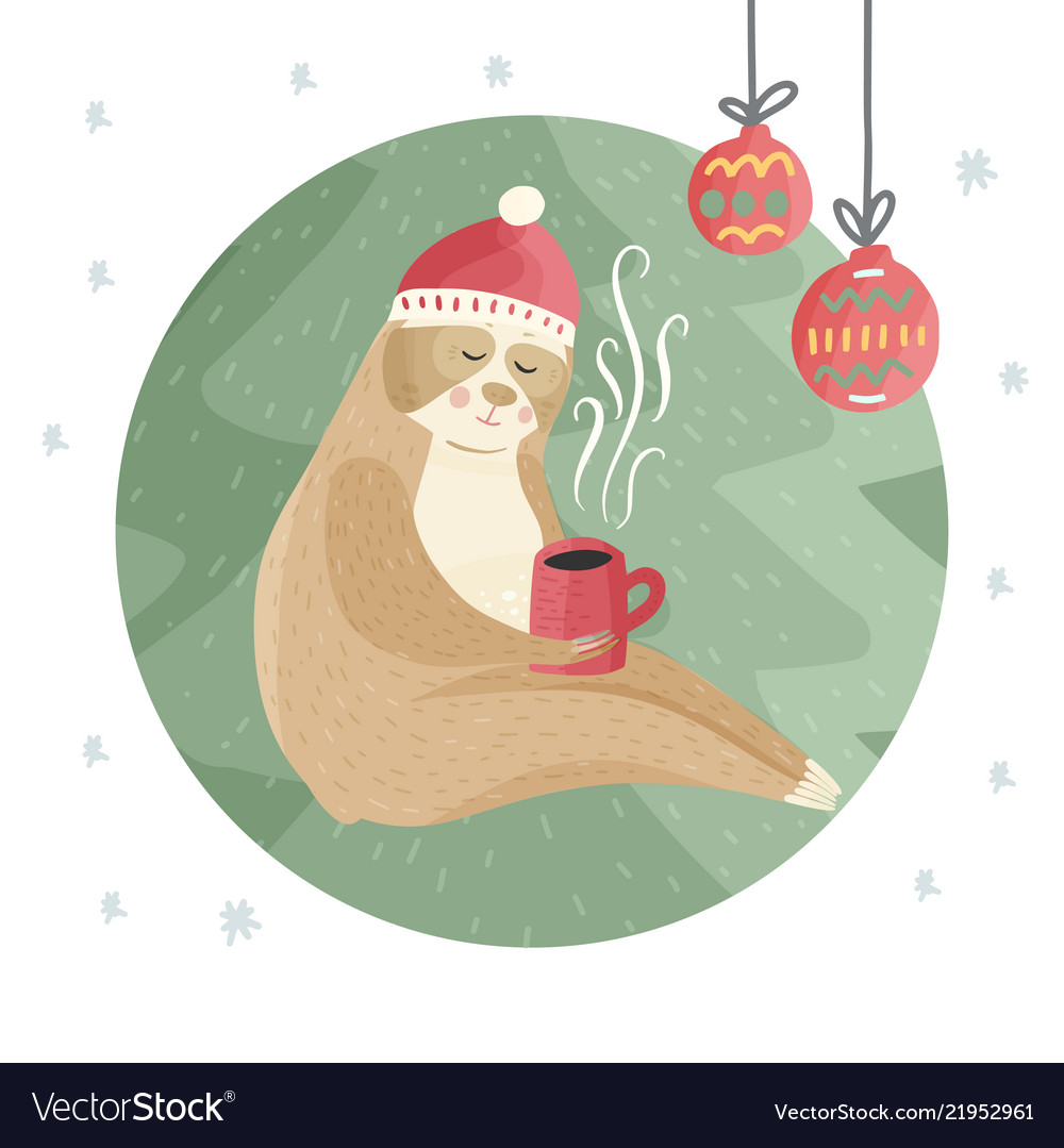 Sloth drinking coffee Royalty Free Vector Image