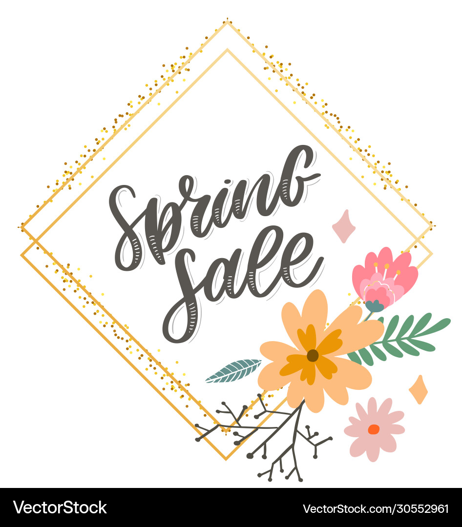 Spring sale word hanging on leaves with strings Vector Image