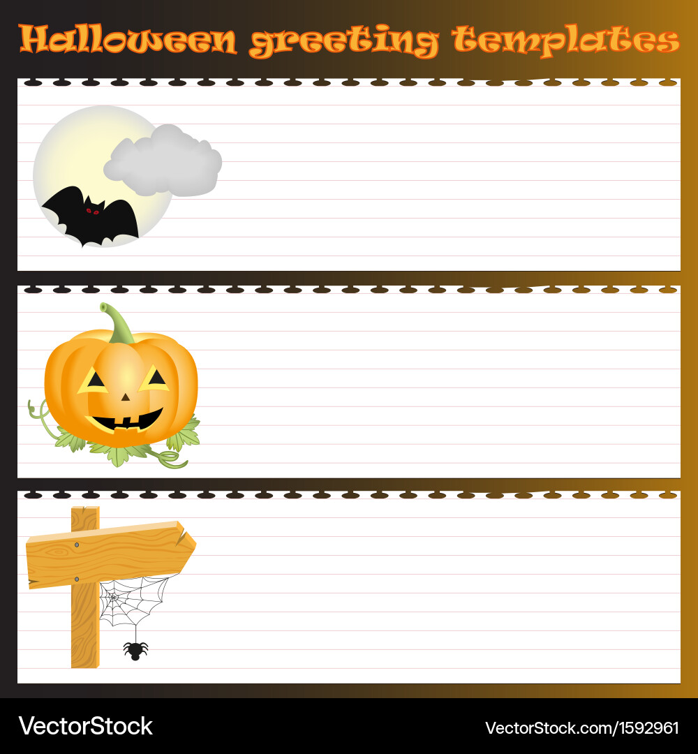 Three Halloween greeting templates Royalty Free Vector Image