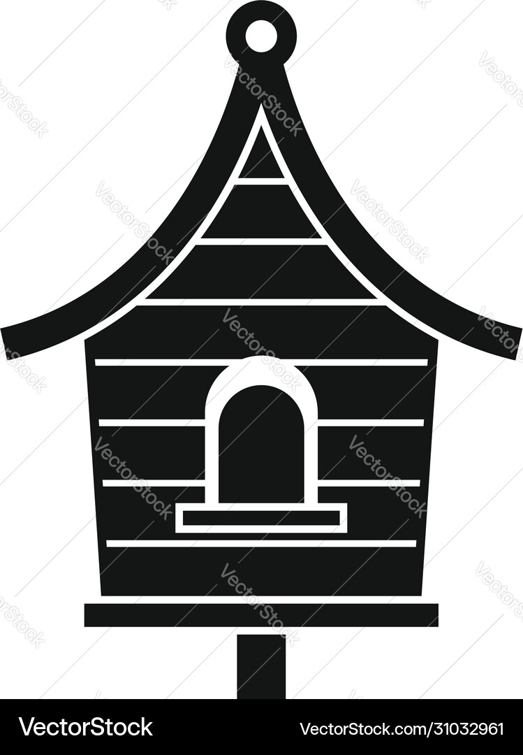 Wood bird house icon simple style Royalty Free Vector Image
