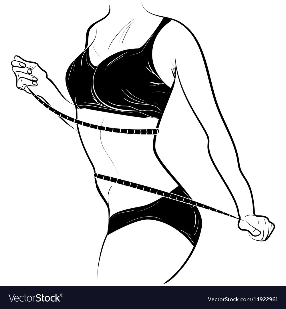 Young slender female measures waist tape Vector Image Young slender female measures waist tape Vector Image