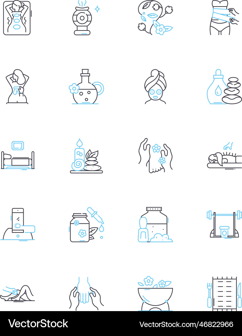 Cosmetic services linear icons set botox fillers Vector Image