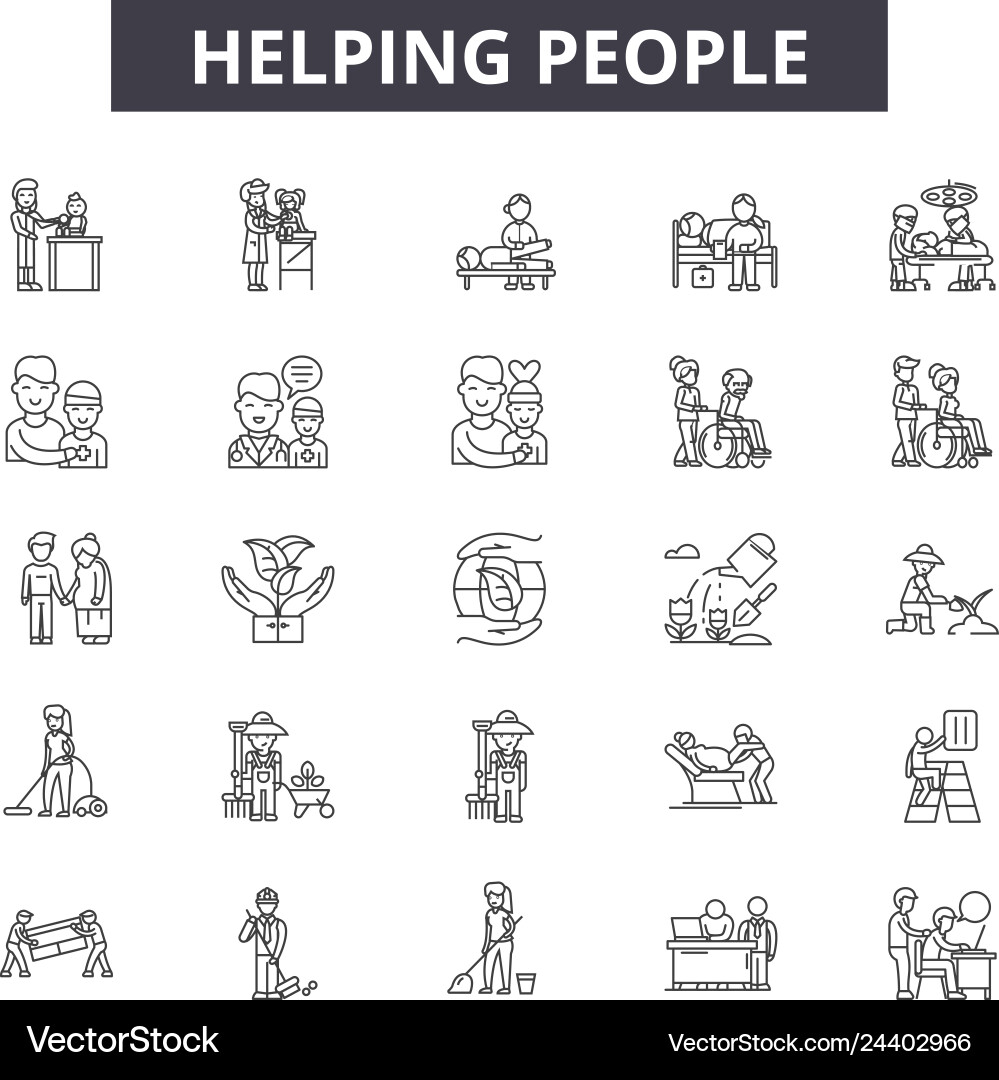 Helping people line icons for web and mobile Vector Image