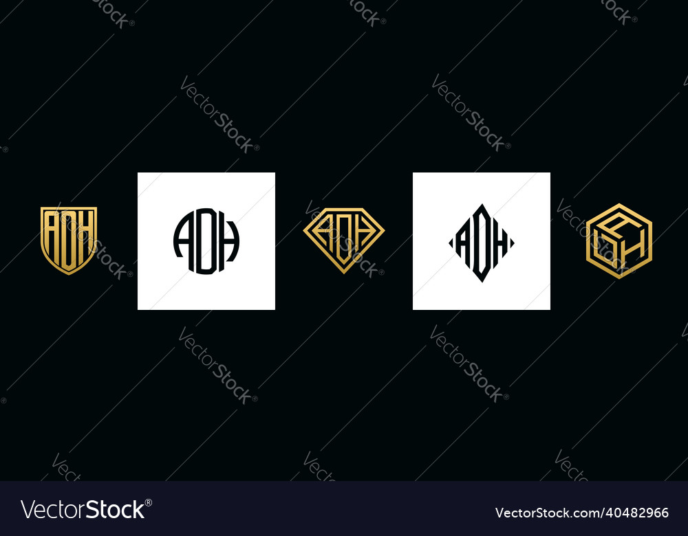 Initial letters adh logo designs bundle Royalty Free Vector