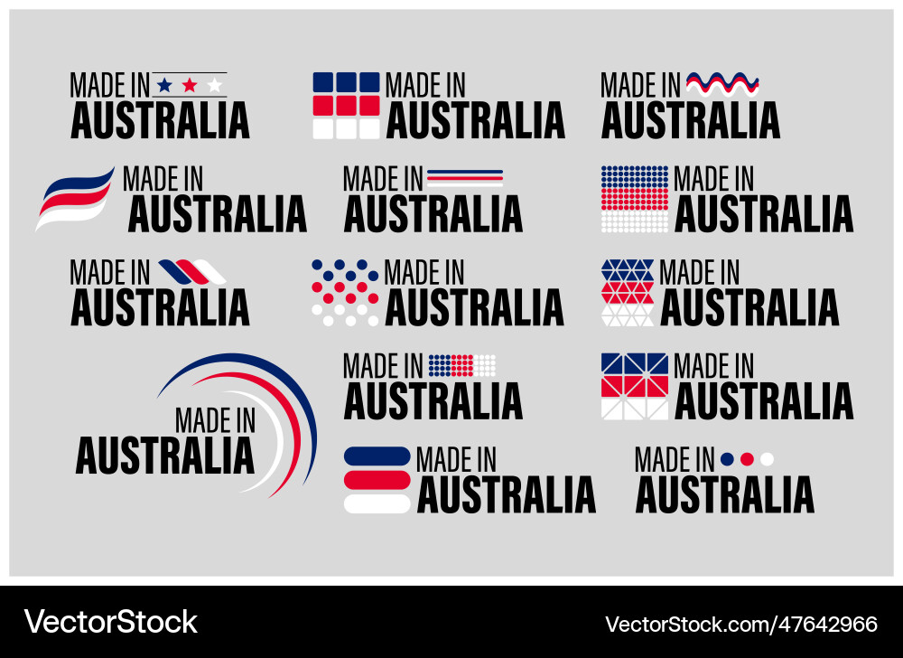 Made in australia graphic and label set Royalty Free Vector
