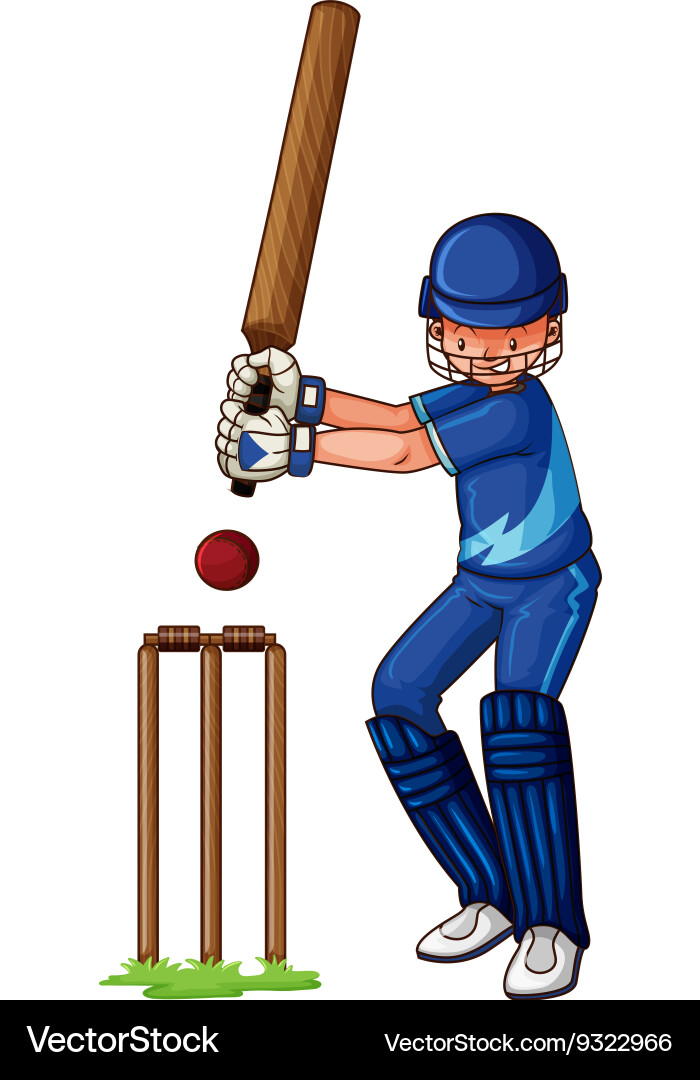 Male athlete playing cricket Royalty Free Vector Image