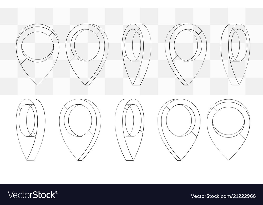 Map pointer set maps pin inverted drop shaped Vector Image