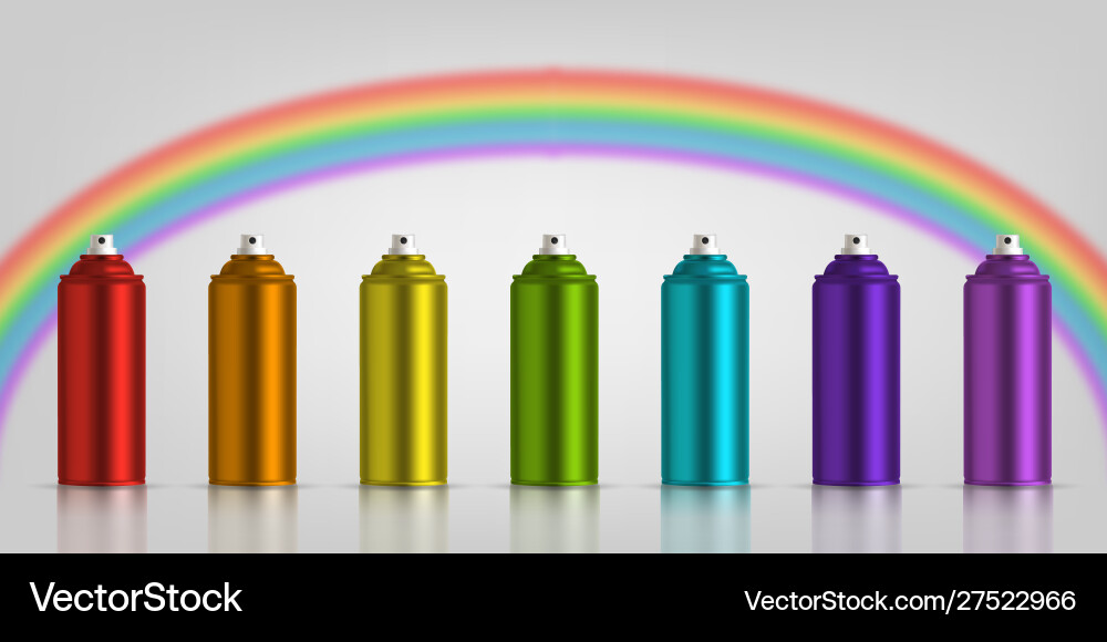 Metallic cans spray paint in various colors Vector Image