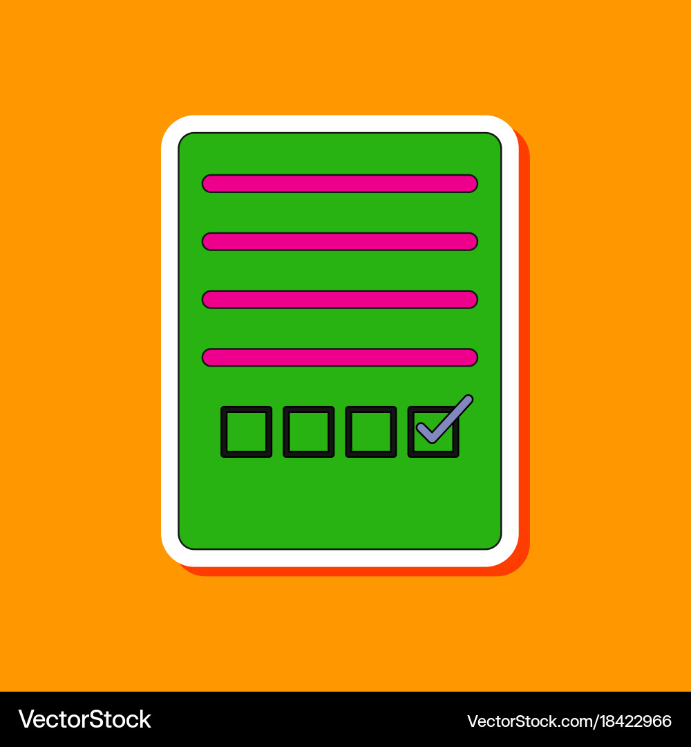 Paper sticker on stylish background checklist Vector Image