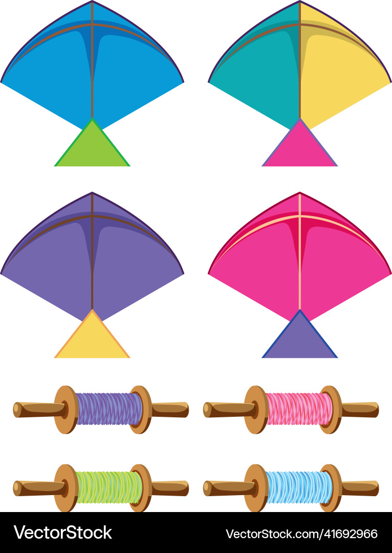 Set of colorful kites Royalty Free Vector Image
