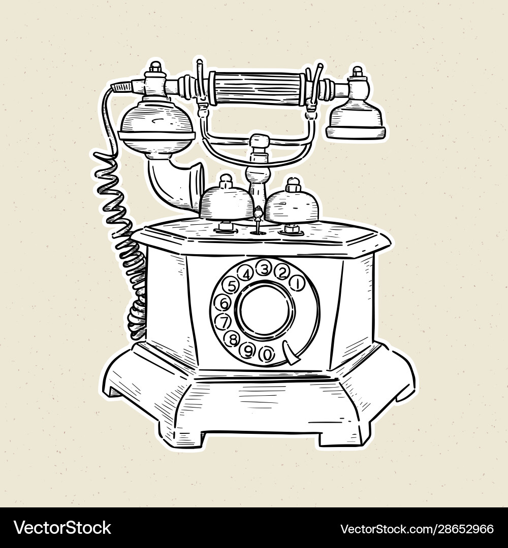Vintage telephone hand draw sketch Royalty Free Vector Image
