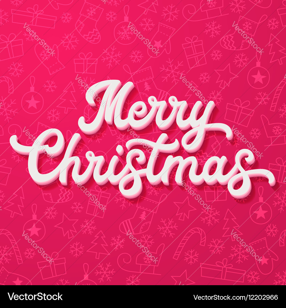 White 3d xmas lettering on pink background Vector Image