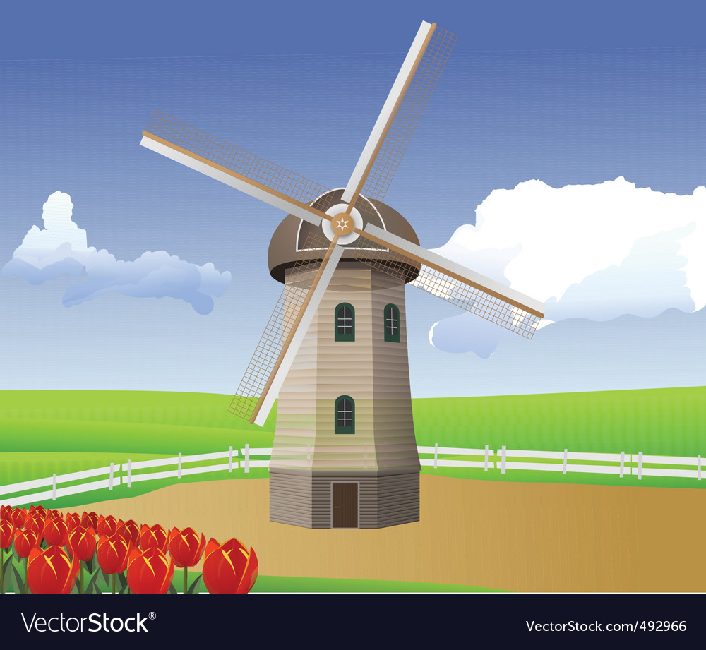 Windmill Royalty Free Vector Image - VectorStock