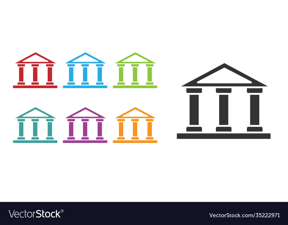 Black courthouse building icon isolated on white Vector Image Black courthouse building icon isolated on white Vector Image