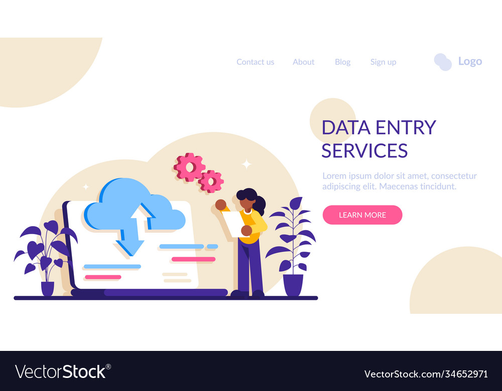Data entry services concept big cloud Royalty Free Vector