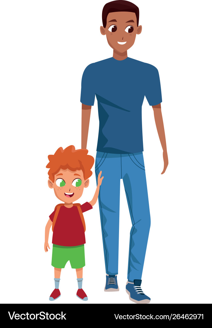 Family single father with children Royalty Free Vector Image