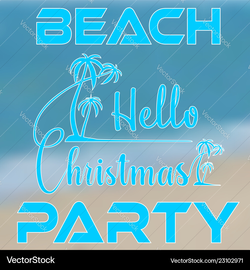 Hand lettering hello christmas with palm trees Vector Image