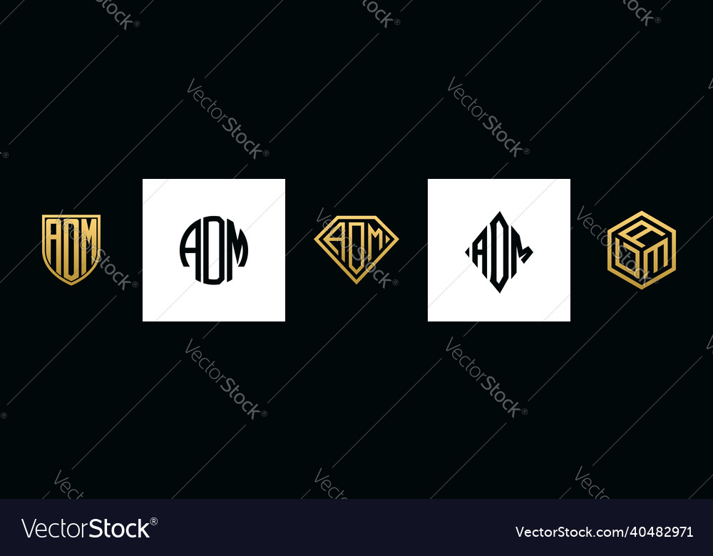 Initial letters adm logo designs bundle Royalty Free Vector