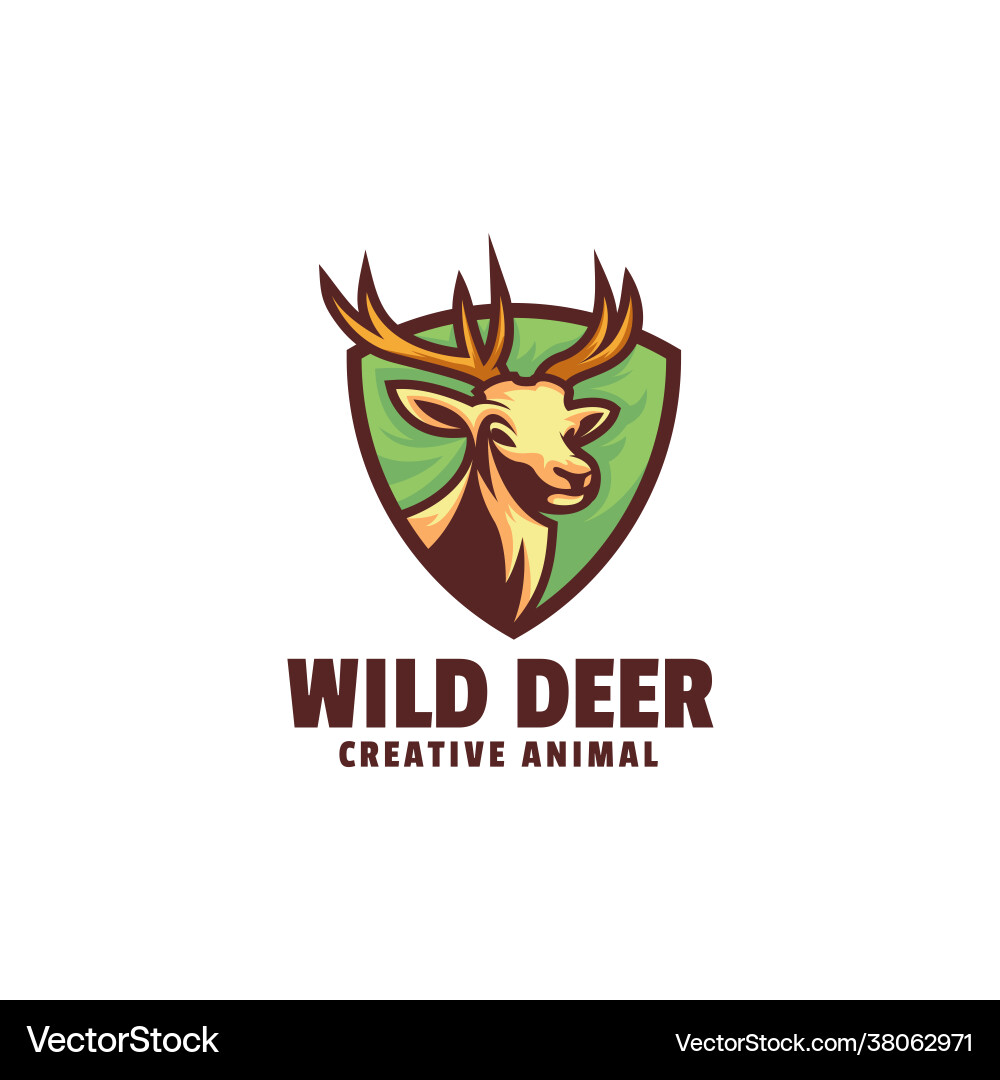 Logo wild deer simple mascot style Royalty Free Vector Image